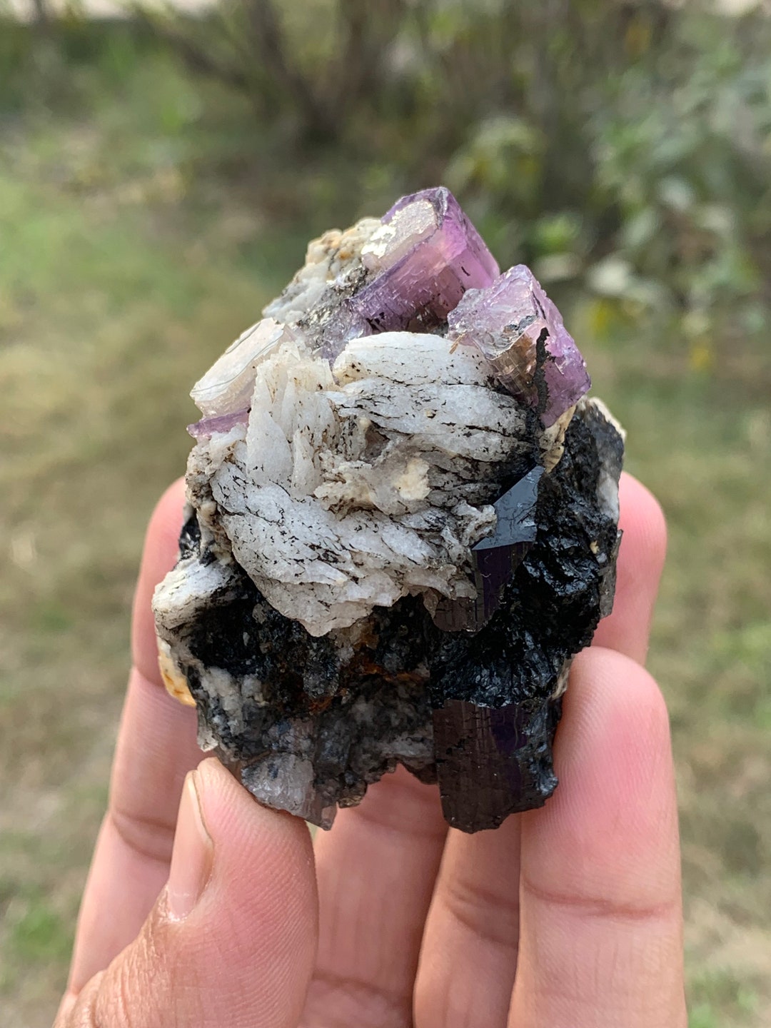 Purple Apatite Crystal Specimen With Cleavelandite and Black Tourmaline ...