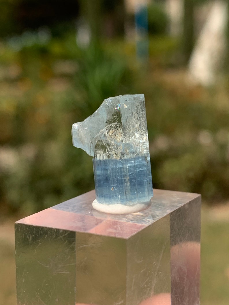 Cristal aguamarina bicolor: berilo azul claro y profundo, valle de Shigar, Pakistán - Etsy México