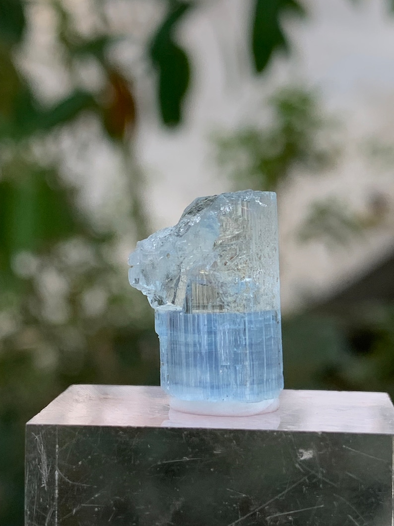 Cristal aguamarina bicolor: berilo azul claro y profundo, valle de Shigar, Pakistán - Etsy México