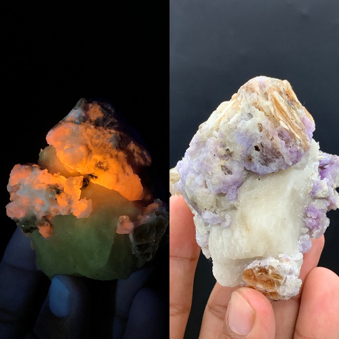 Extremely Rare Pink / Purple Hackmanite Crystals Sitting on Calcite ...