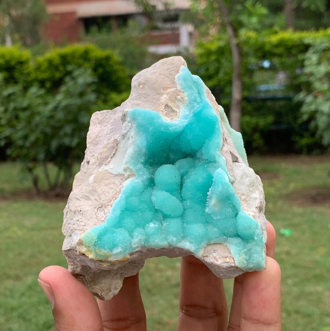 Aesthetic Blue Aragonite Botryoidal Bubbly & Crystals With Brown Matrix ...