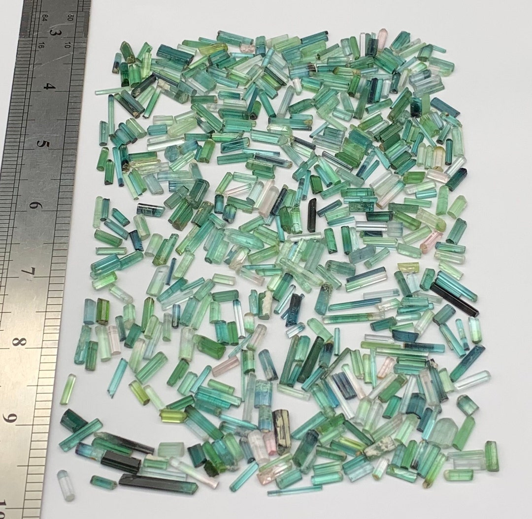 Indicolite Blue & Green Tourmaline Terminated Crystals / Needles Lot ...