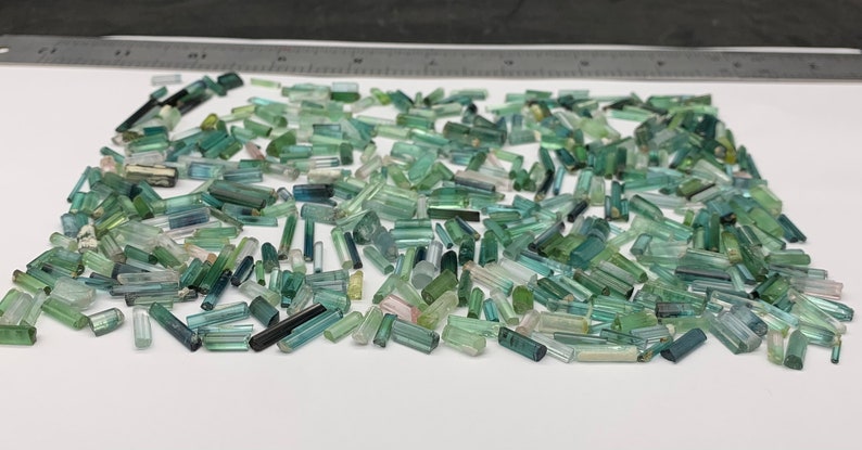 Indicolite Blue & Green Tourmaline Terminated Crystals / Needles Lot ...