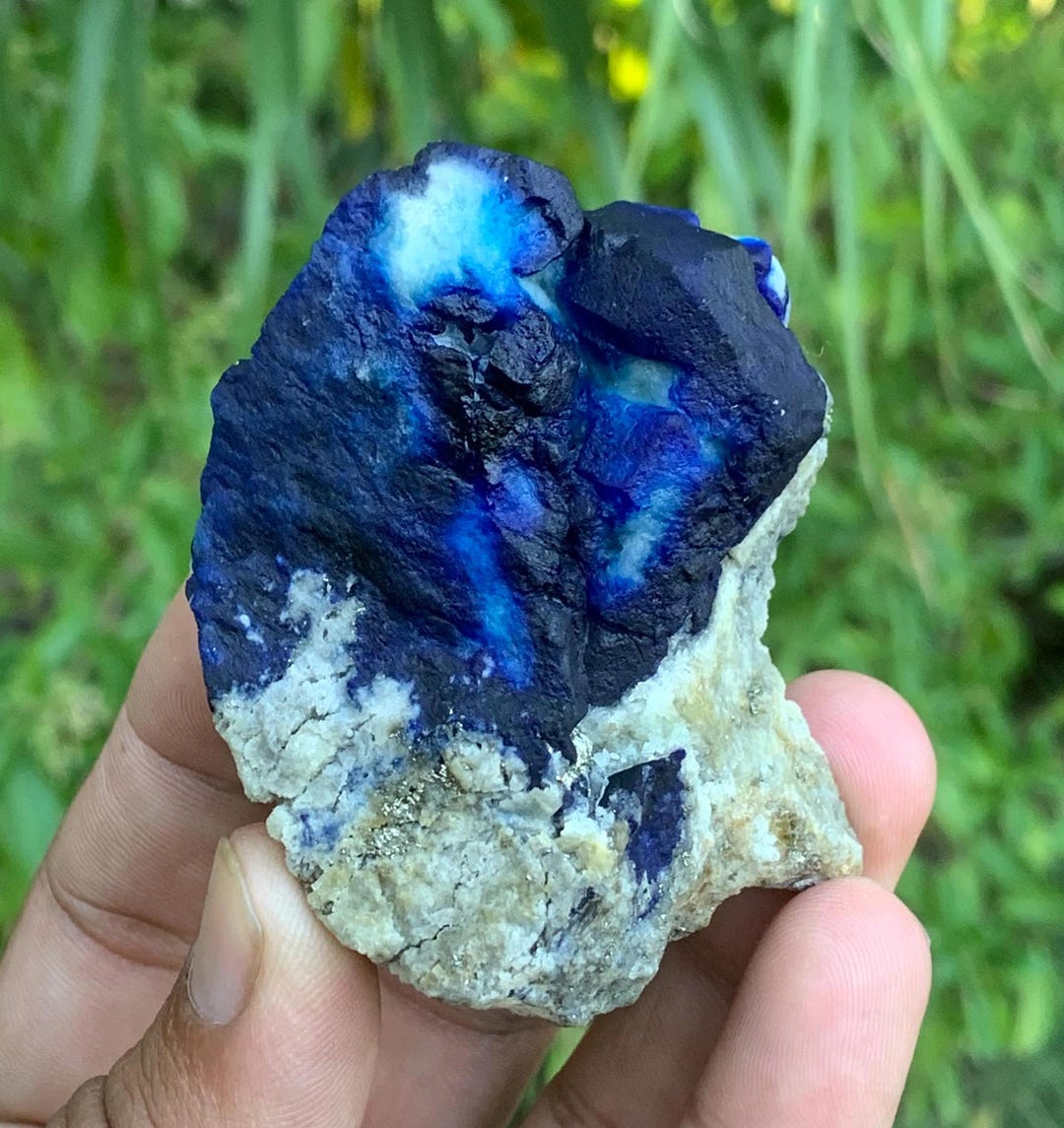 Rich Blue Lazurite Crystals With Pyrite & Calcite Combine Specimen From ...