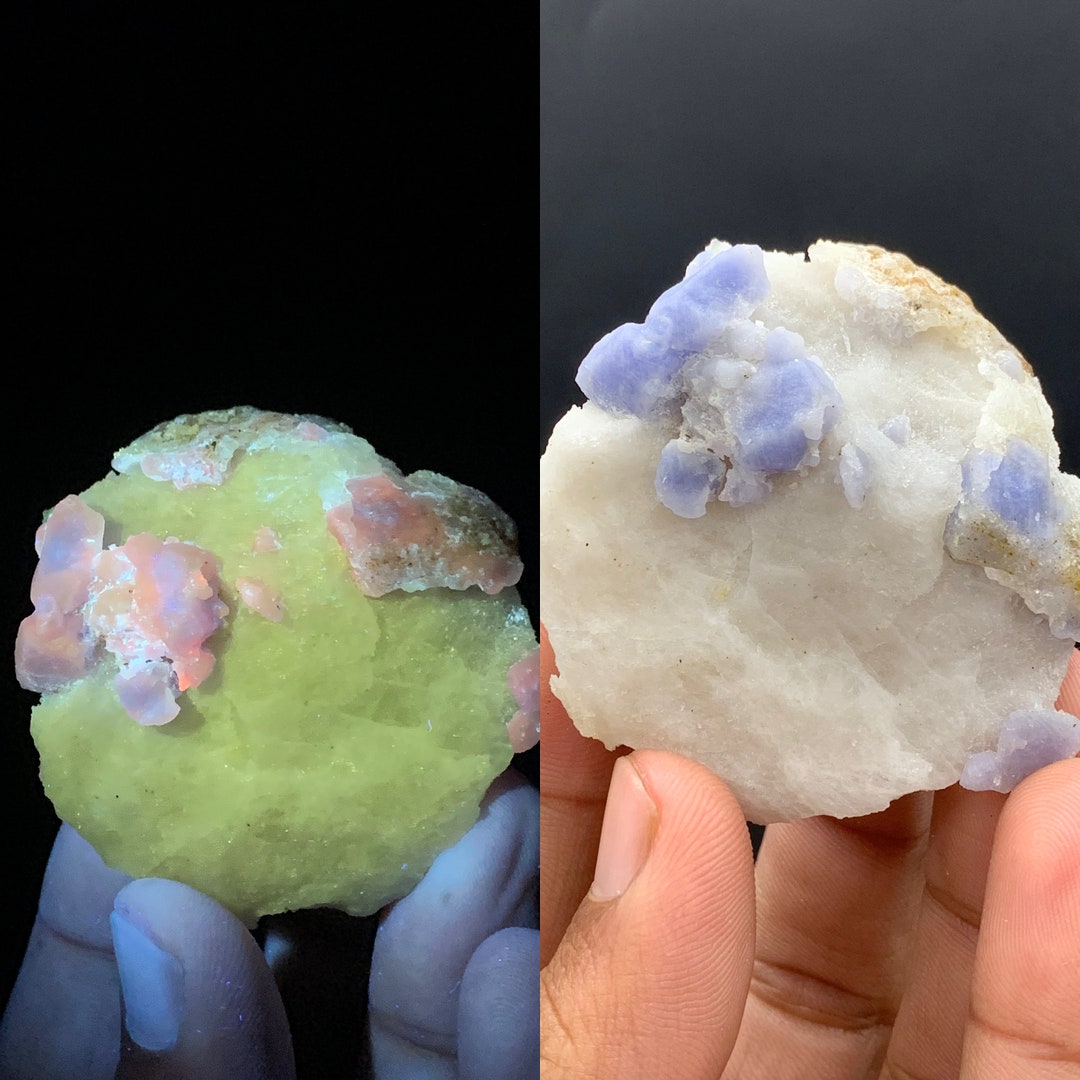 Extremely Rare Pink / Purple Hackmanite Crystals Sitting on Calcite ...