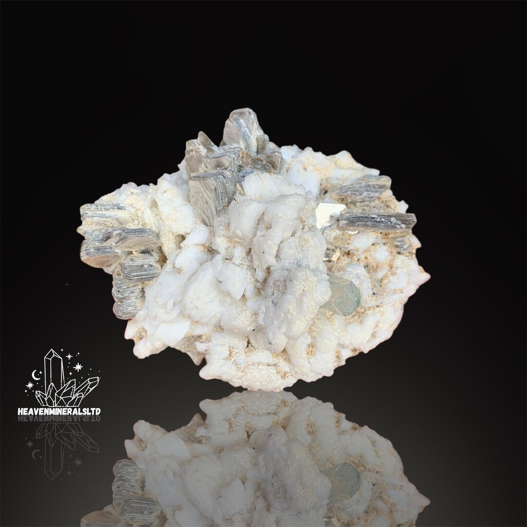 Amazing Diamond Cut Aquamarine Crystal on Feldspar and Mica Combined ...