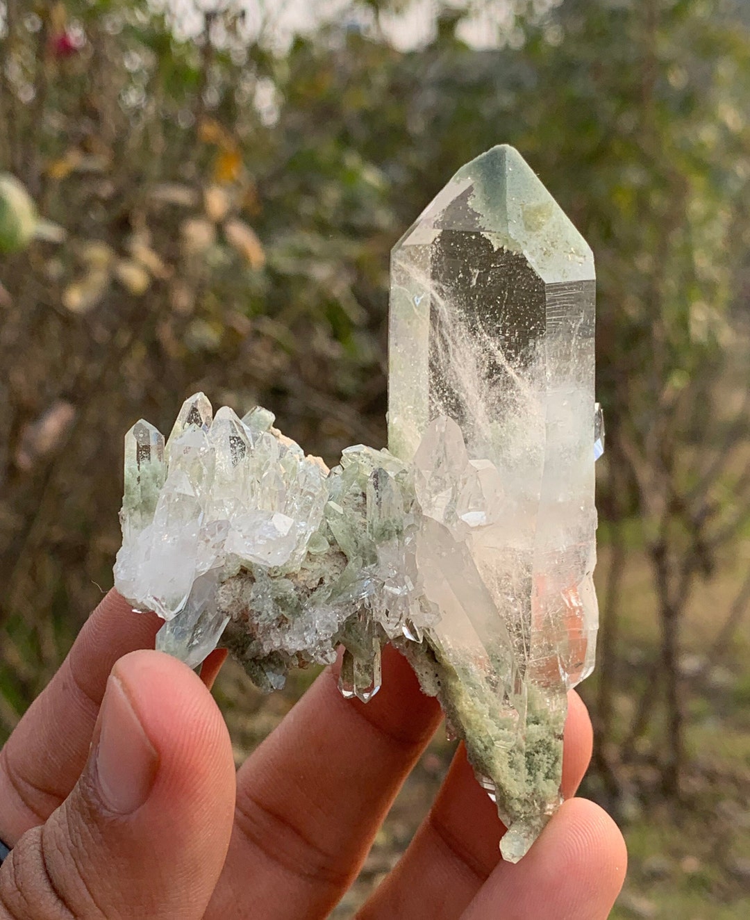 Exceptional Sharp Lustrous Quartz Crystals Cluster With Chlorine ...