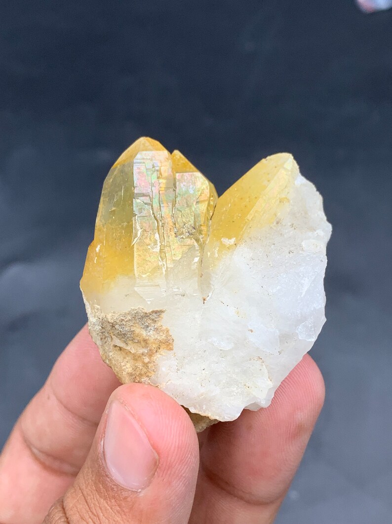 Rare Iridescent / Rainbow on Surface of Quartz Crystals Cluster From ...