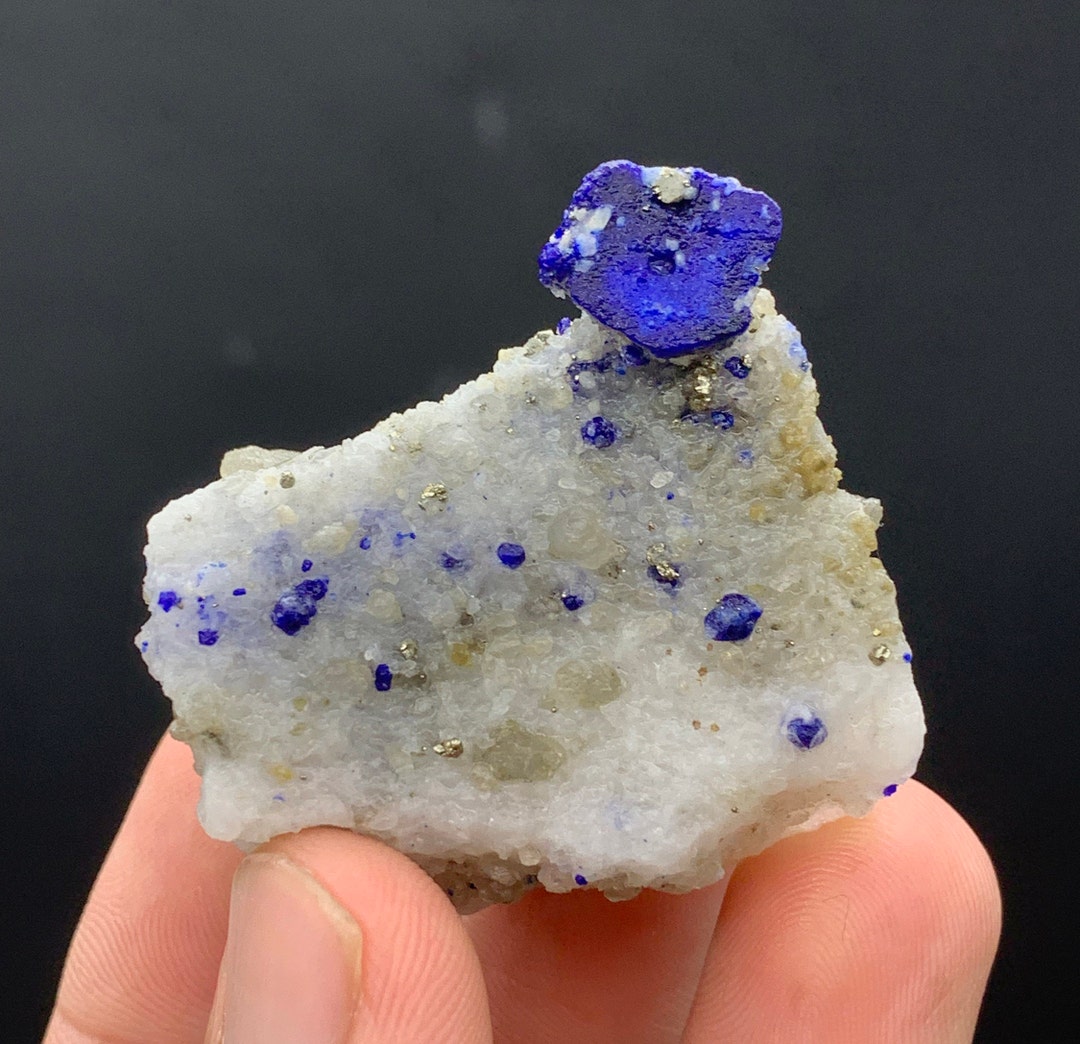 Deep Blue Lazurite Crystals With Milky White Calcite & Phlogopite ...