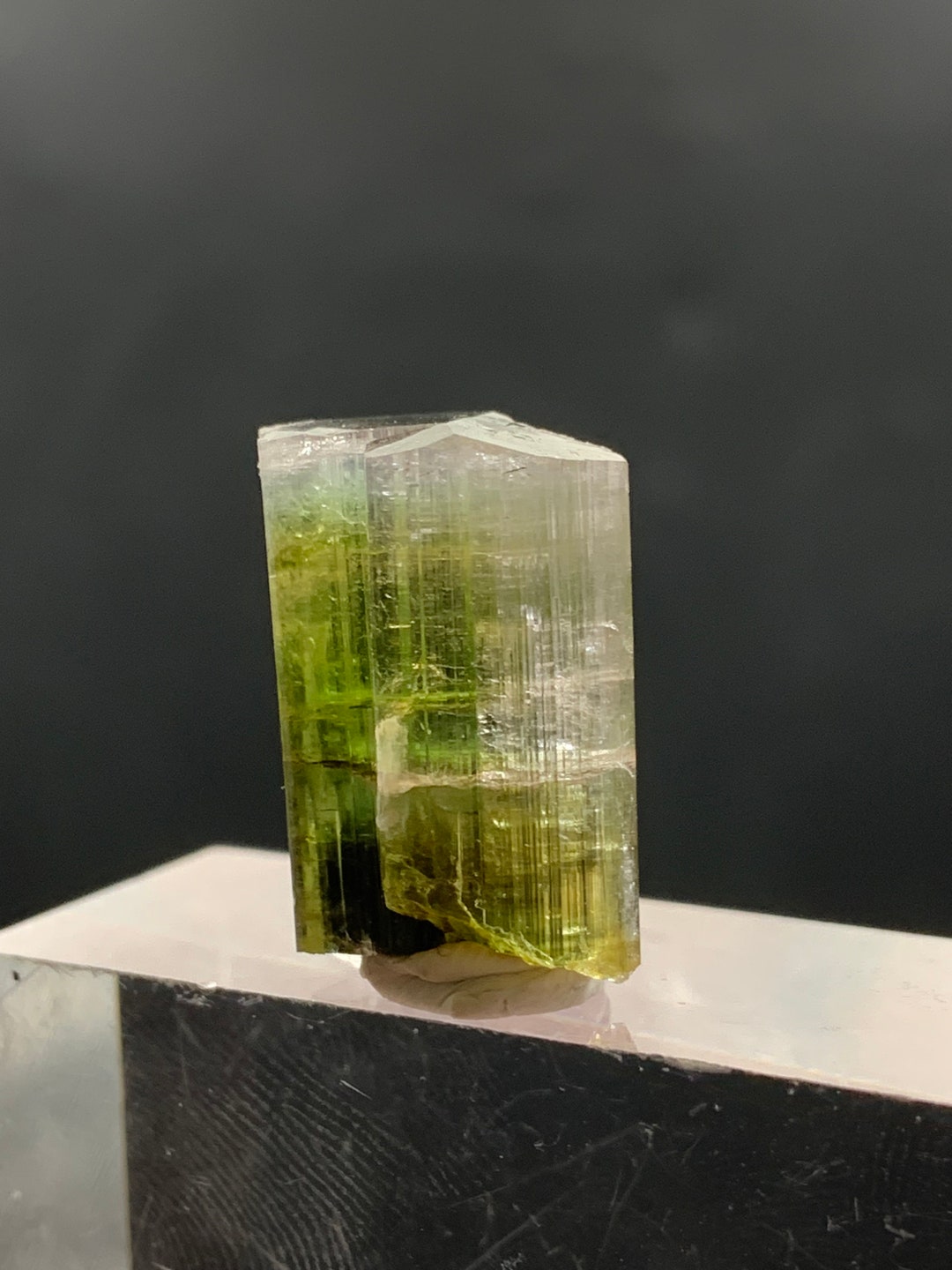 Tri-color Pink / Green & Black Tourmaline Terminated Crystal With Sharp ...