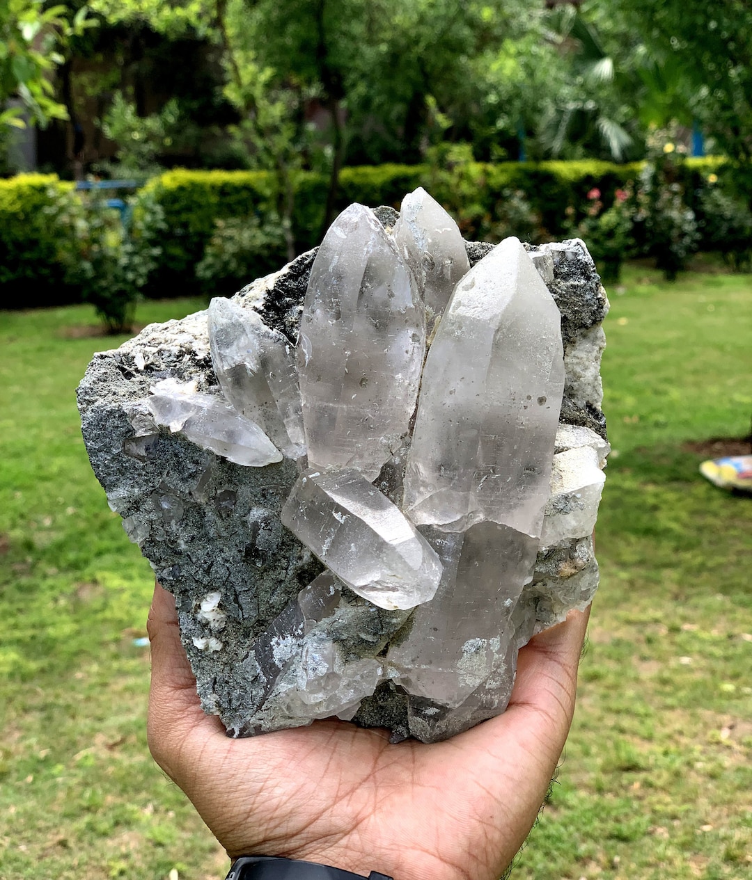 Smokey Quartz Crystal Cluster, Black Dot Inclusions, Skardu Pakistan ...