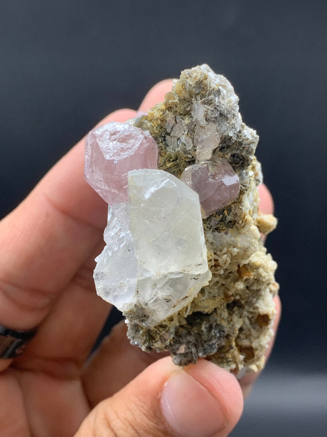 Pink Apatite / Fluorapatite Terminated Crystals With Quartz /muscovite ...