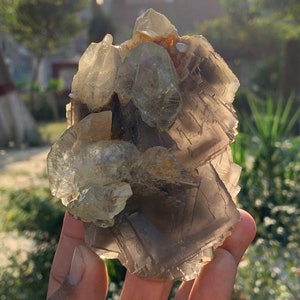 Gray / Purple Fluorite Cubes With Phantoms & Dogtooth Calcite Crystals ...