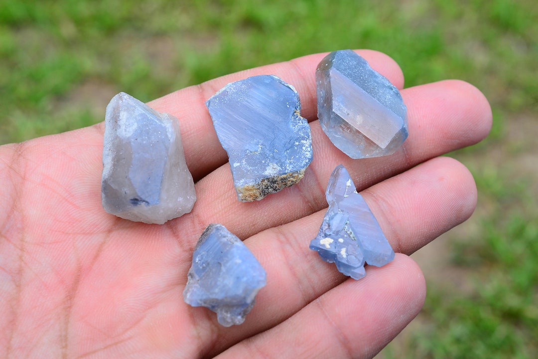 5 Pieces Rare Blue Quartz Crystals With Rare Inclusions From ...