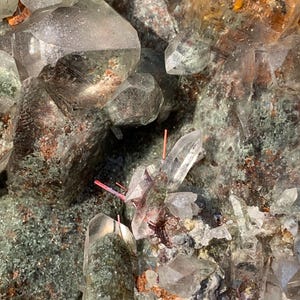 Exceptional Garden Quartz Crystals Cluster With Rare Red Rutile ...