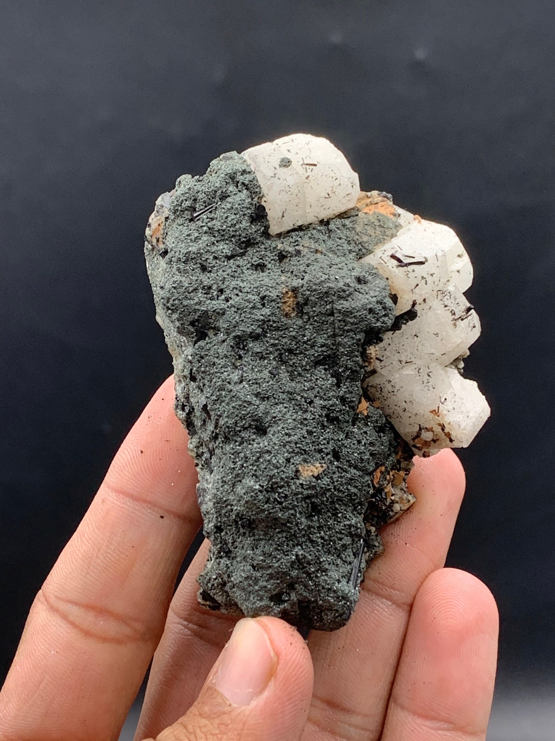 White Apatite / Fluorapatite Terminated Crystals With Green Matrix ...