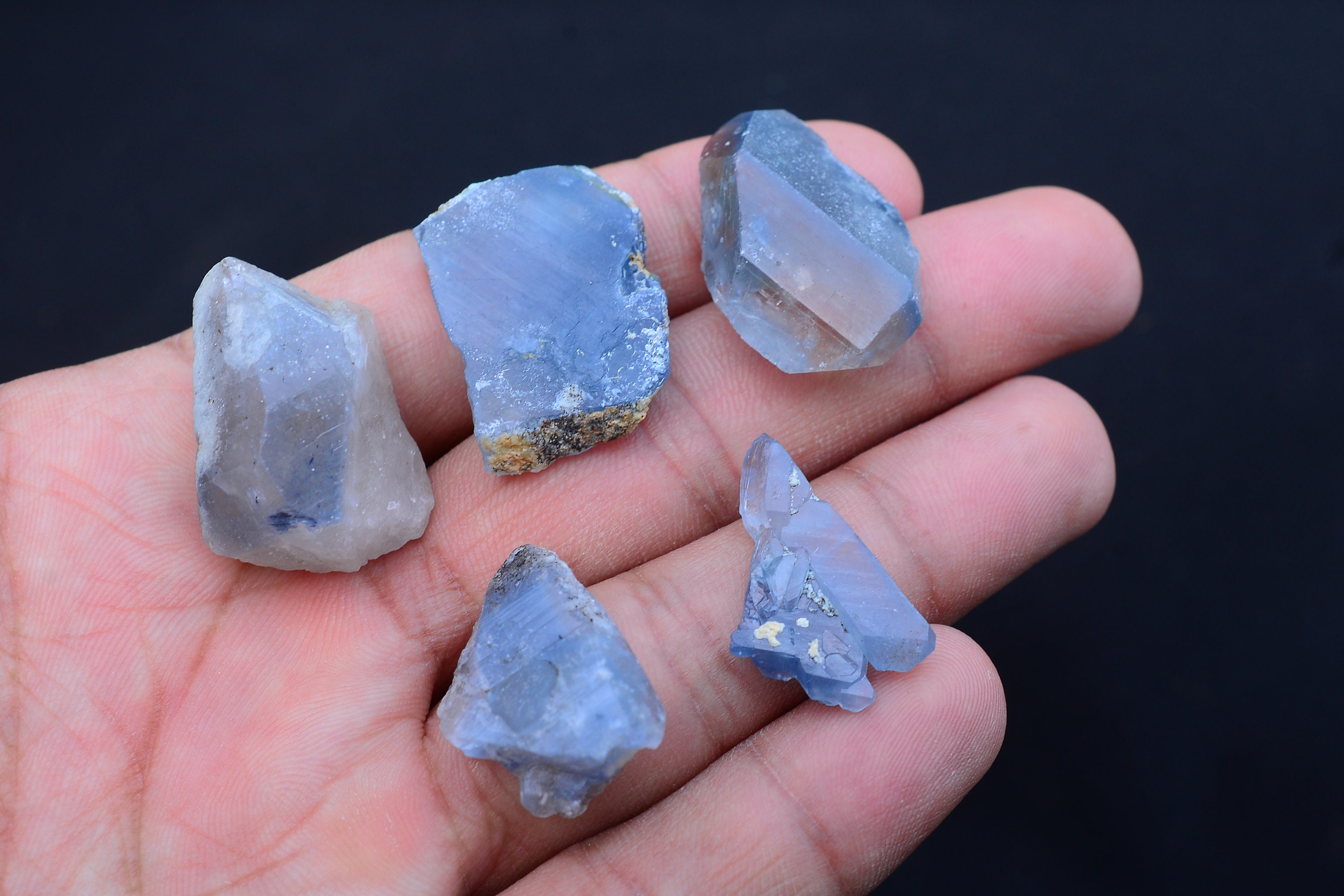 5 Pieces Rare Blue Quartz Crystals With Rare Inclusions From ...