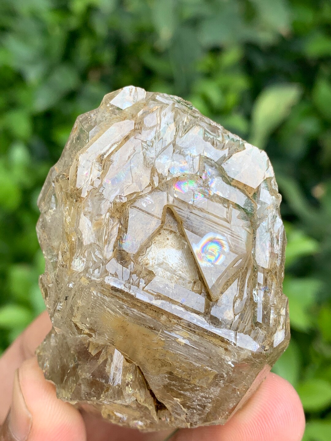 Skeletal Window Quartz Crystal Having Rainbow & Clay Inclusions From ...