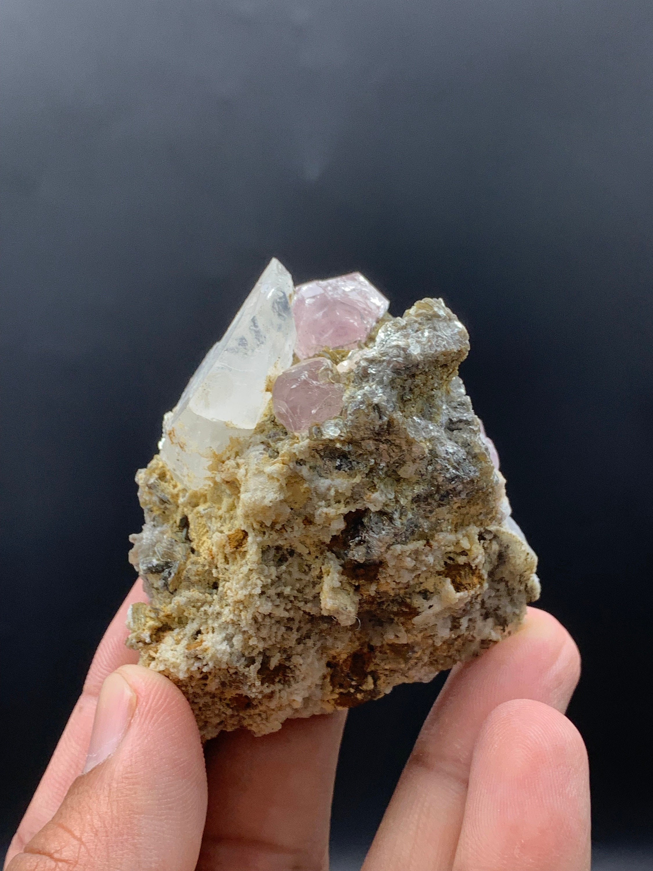 Pink Apatite / Fluorapatite Terminated Crystals With Quartz /muscovite ...