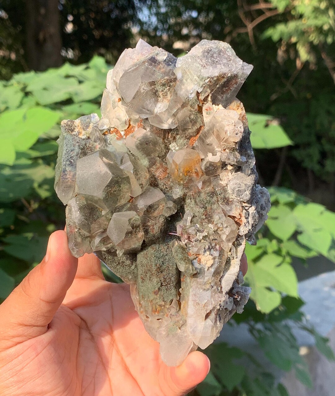 Exceptional Garden Quartz Crystals Cluster With Rare Red Rutile ...