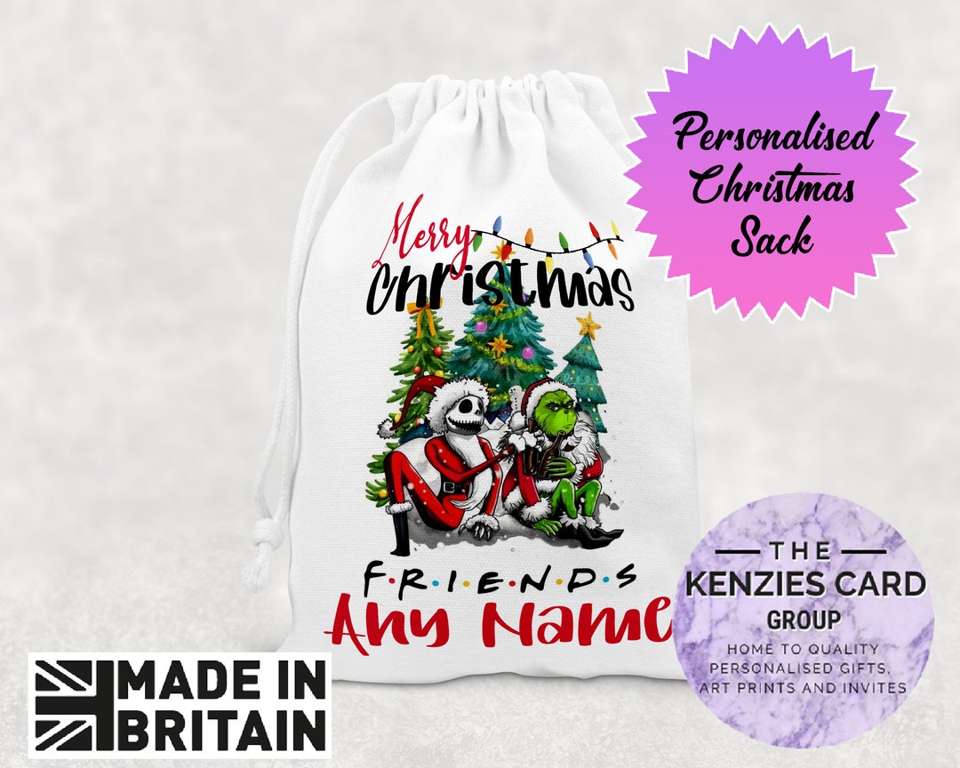 Personalised the Grinch and Jack Skelington Christmas Sack, Santa Sack ...