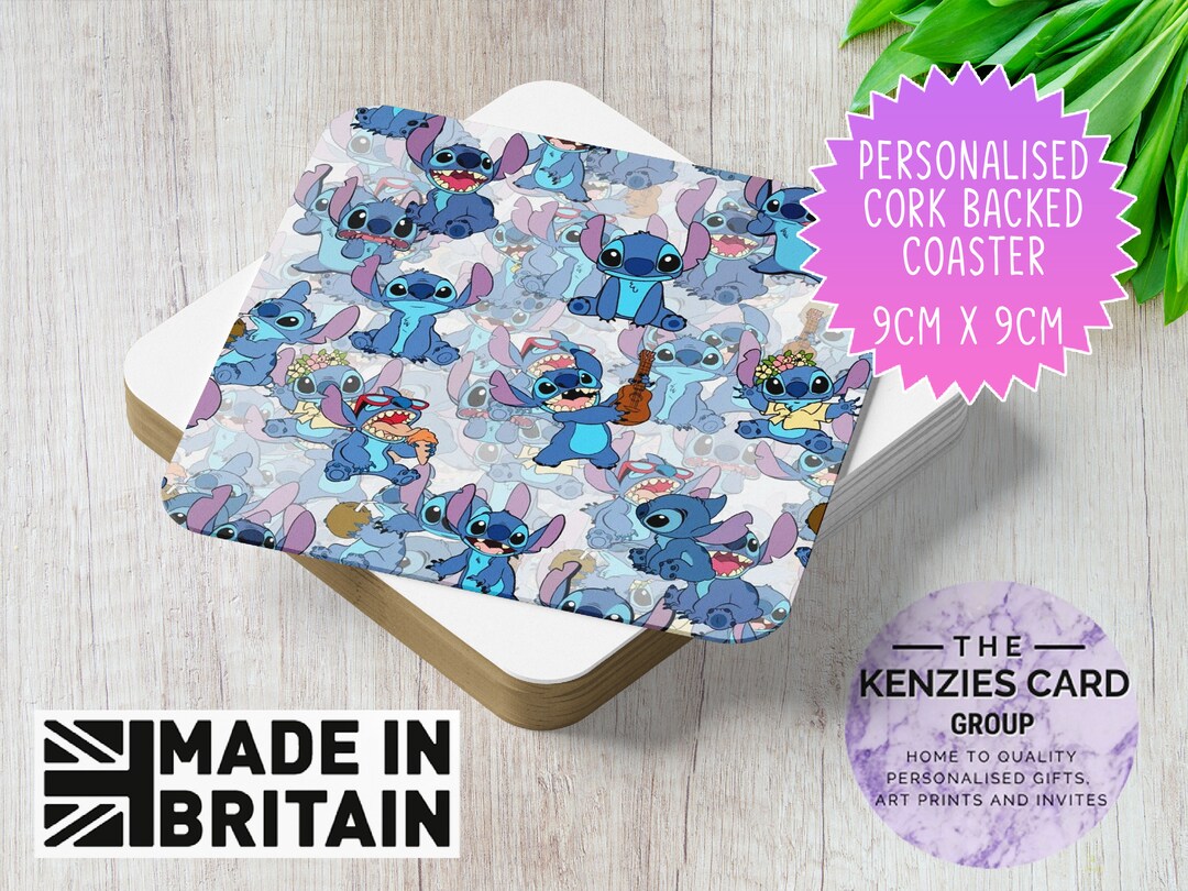 Personalised Disneys Lilo and Stitch High Gloss Cup Coasters, Square ...