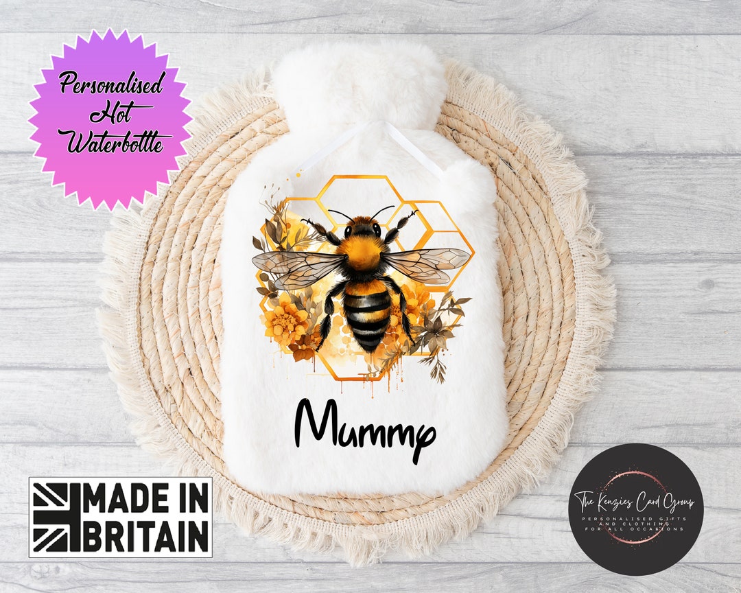 Personalised Bumble Bee Hot Water Bottle Cute Bee Hot Water Bottle ...