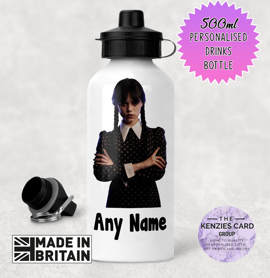 Personalised Wednesday Addams Water Bottle, Addams Family Water Bottle ...