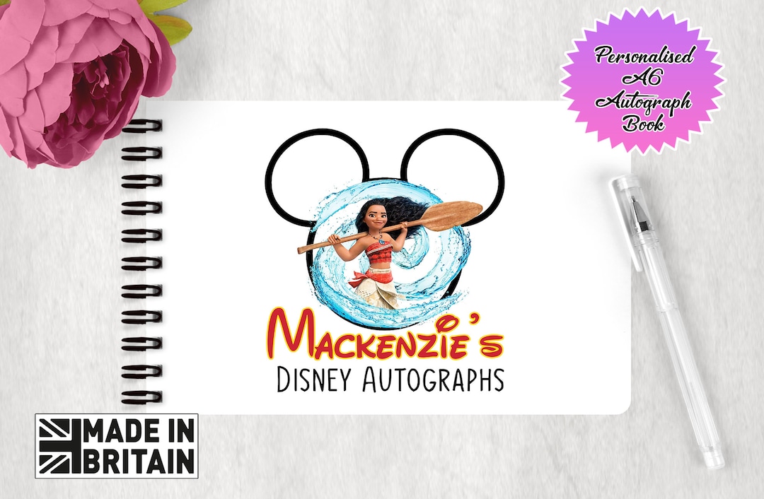 Personalised Disney Autograph Book Disney Princess Moana - Etsy