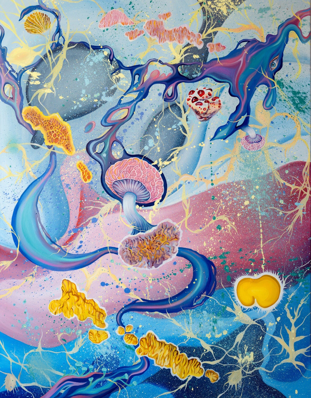 Mushroom Painting,fungi Artwork,surreal Painting,psychedelic Artwork ...