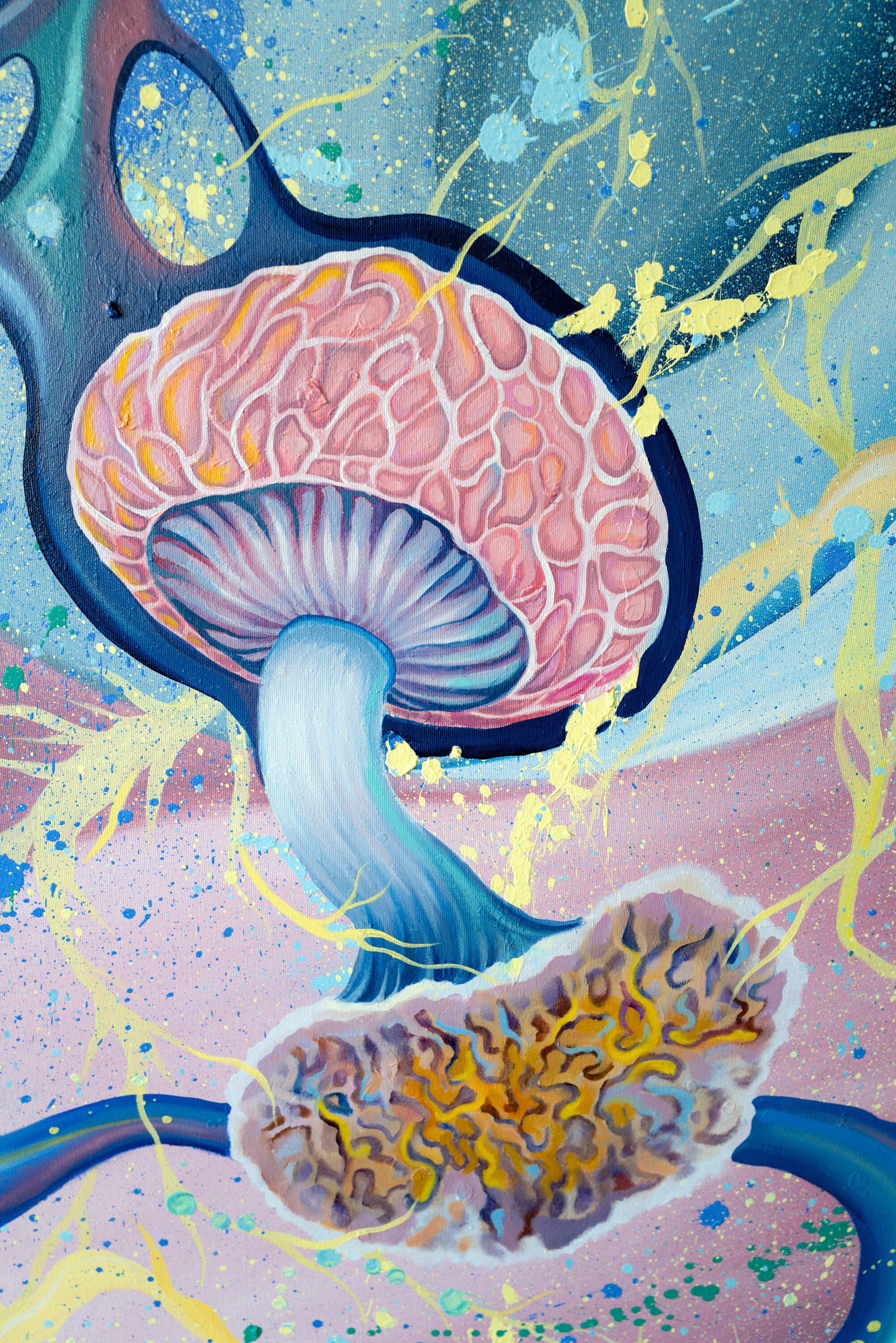 Mushroom Paintingfungi Artworksurreal Paintingpsychedelic - Etsy