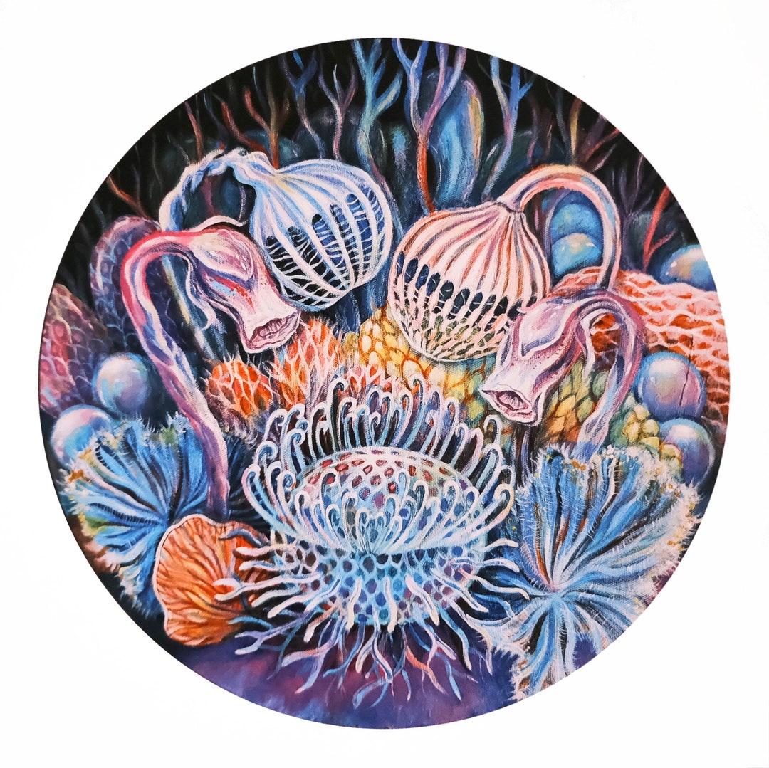 Purple Mushroom Print,slime Mold,print of Original Painting,botany ...