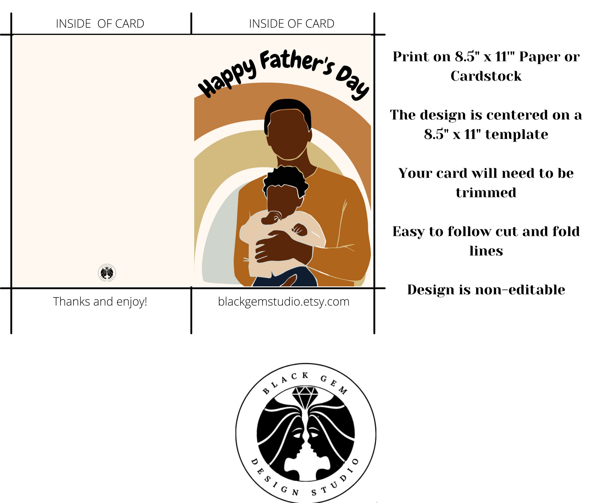African American Fathers Day Greeting Card Black Dad Printable