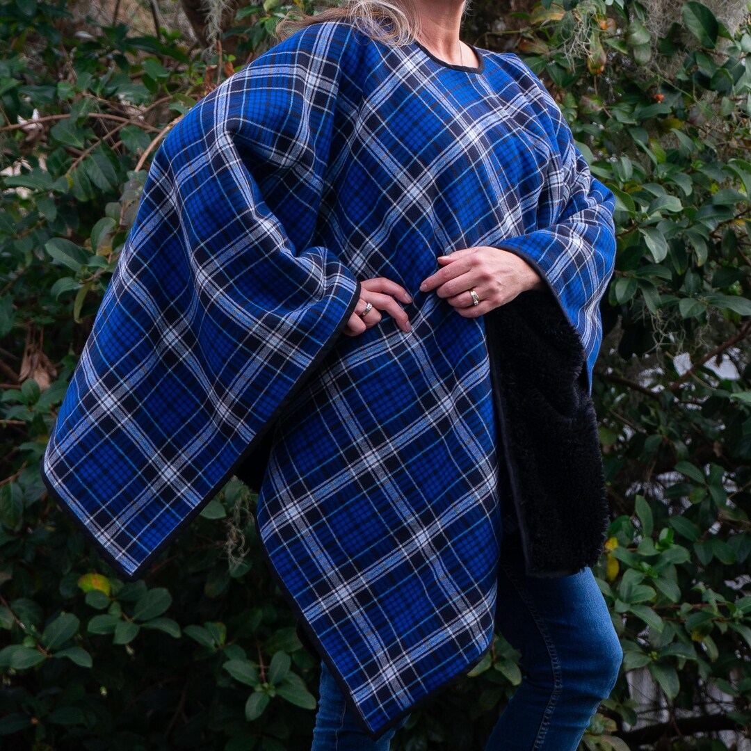 Fur-lined Flannel Winter Cloak - Asymmetrical Poncho Cut - Etsy