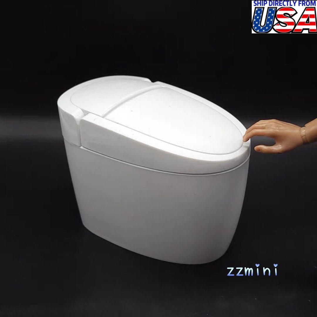1:6 Dollhouse Miniature Figure Action Modern Contemporary White Toilet ...