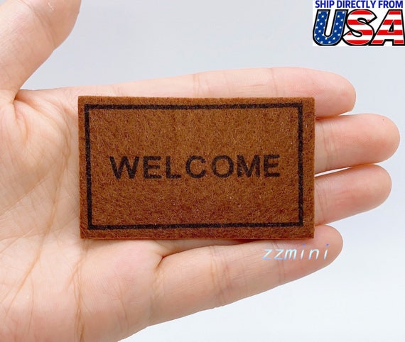 1/12 Dollhouse Miniature Welcome Doormat Rug in Brown Dark Tan | Etsy