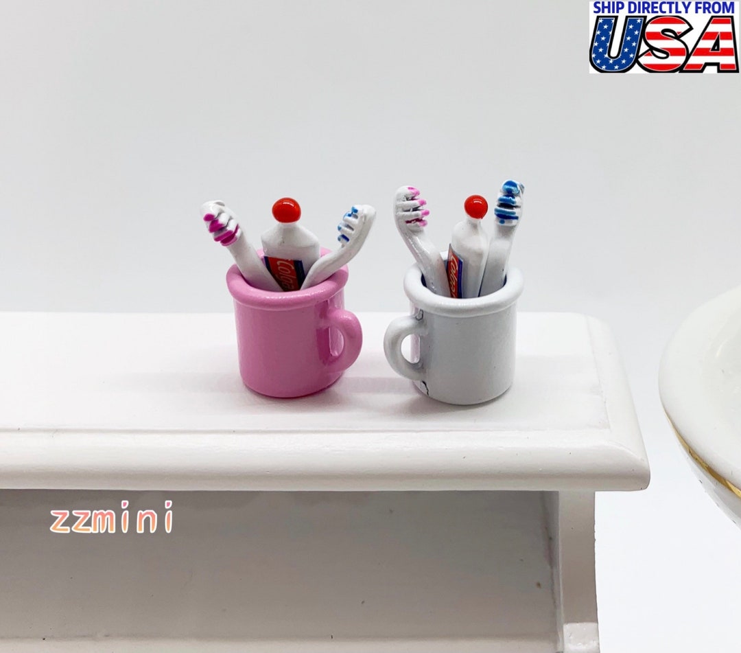 1/12 Dollhouse Miniature 4PCS Toothpaste and Tooth Brush Toothbrush Set ...