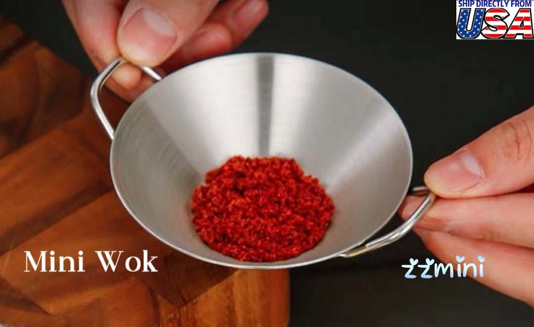 Real Mini Cooking Stainless Steel Frying Wok Pot Pan With Handle ...