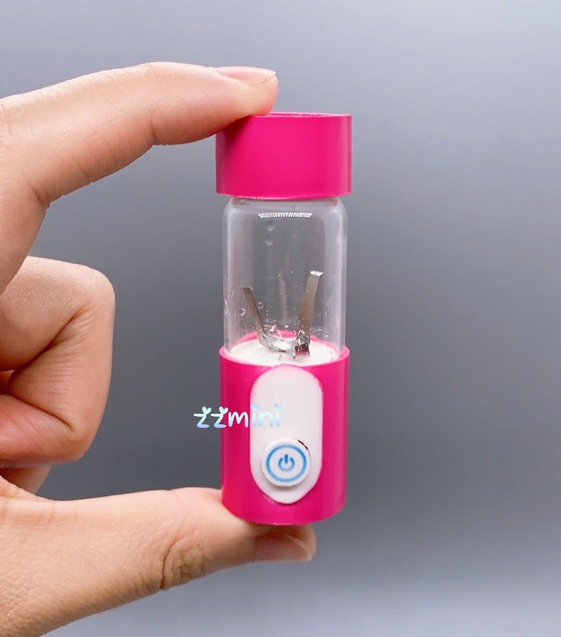 Dollhouse Miniature REAL Working Mini Cooking Fruit Juicy PINK Blender ...