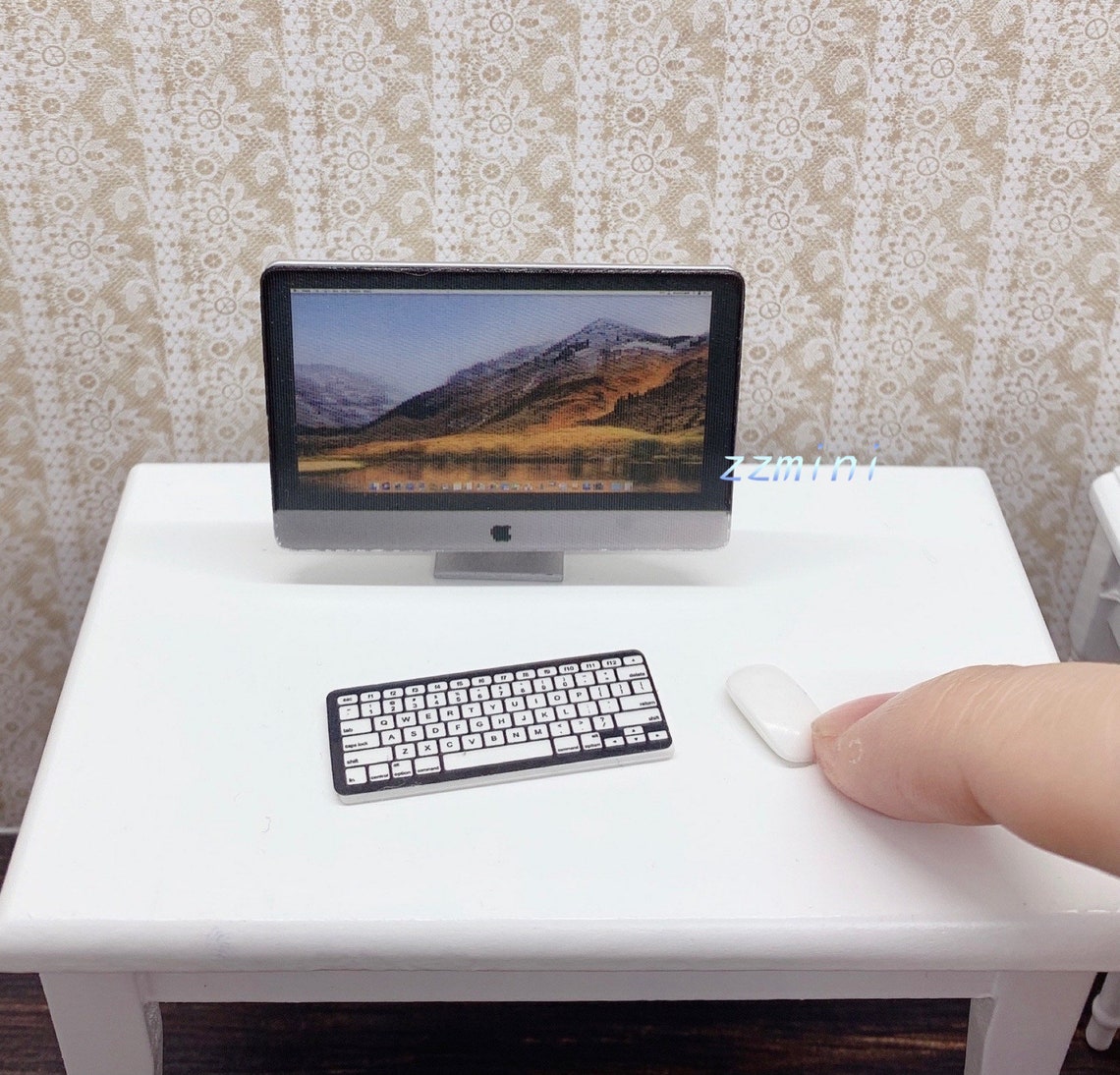 1:12 Dollhouse Miniature 3pc Set Desktop Computer Keyboard | Etsy