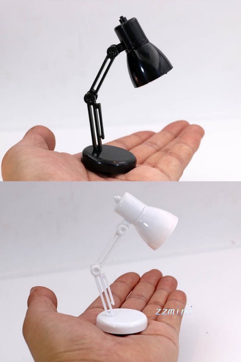 1/6 LED Desk Lamp 2 Pieces(black+white) Light Furniture Dollhouse ...