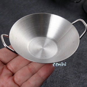 Real Mini Cooking Stainless Steel Frying Wok Pot Pan With Handle ...