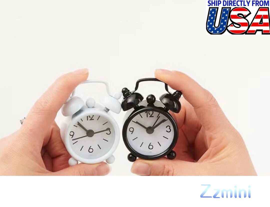 1/6 Real Use Metal Classic Alarm Clock With Battery 2 Piecesblackwhite ...