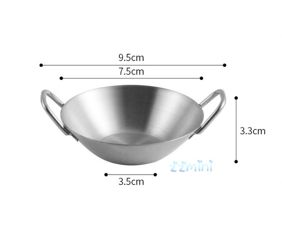 Real Mini Cooking Stainless Steel Frying Wok Pot Pan With - Etsy