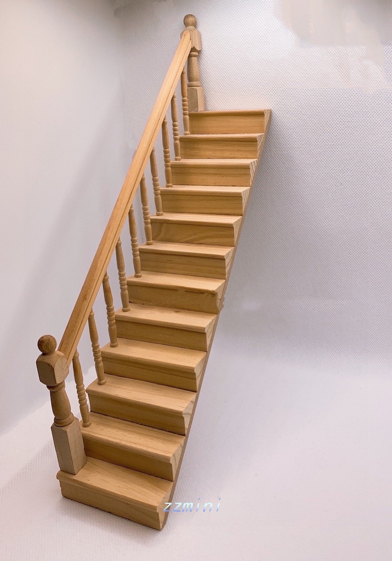 1/12 Dollhouse LEFT Miniature Staircase Straight Handrail - Etsy