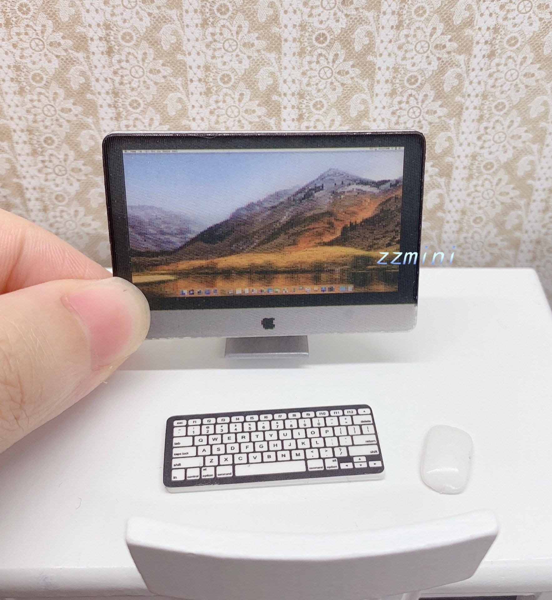 1:12 Dollhouse Miniature 3pc Set Desktop Computer Keyboard | Etsy