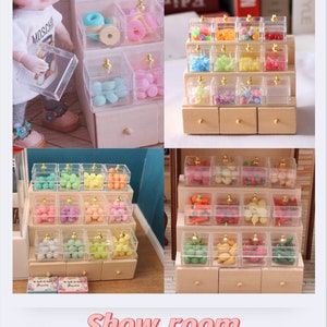 Dollhouse Miniature Candy Shop Kitchen Display Cabinet 3 Drawers Shelf ...