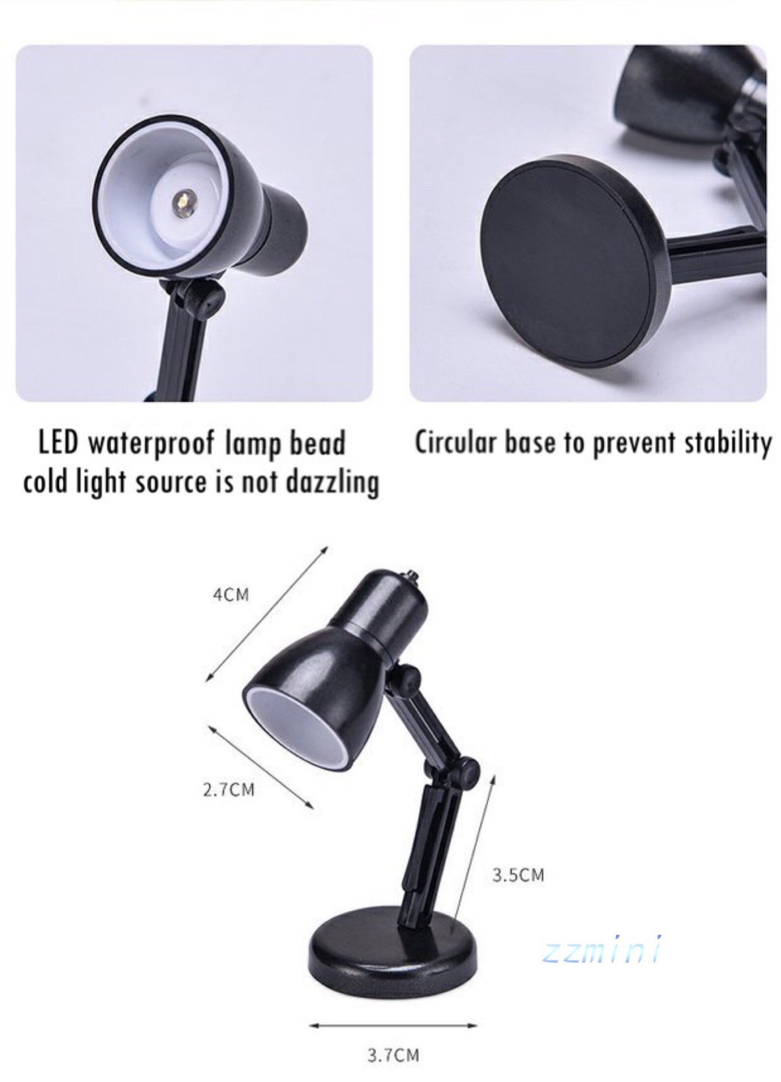 1/6 LED Desk Lamp 2 Pieces(black+white) Light Furniture Dollhouse ...