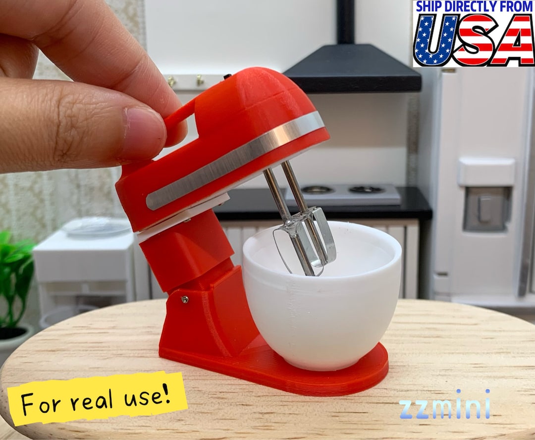 Dollhouse Miniature REAL Working Mini Cooking Stand and Hand Red Mixer ...