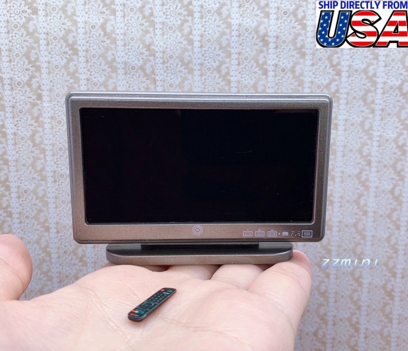 Dollhouse Miniature 1:12 Living Room LCD TV & 1 Remote Control - Etsy